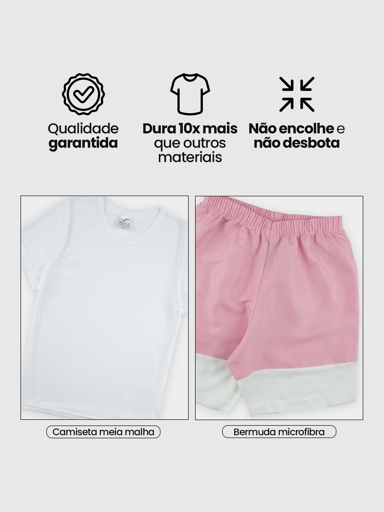 Conjunto Infantil Camiseta/Bermuda Menino Verão Branco